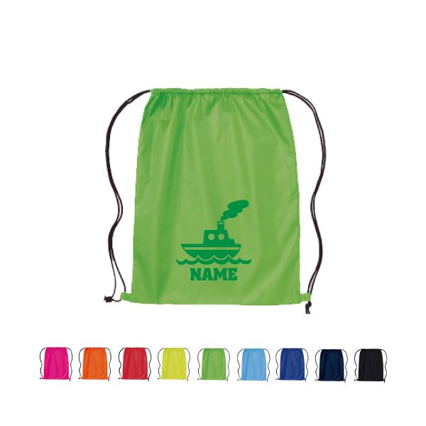 名入れランドリーバッグとは？ポリエステルのナップサック（リュックサック）。職業別のシルエットにお名前が入れられるので、部活のチーム名や学校名を入れたり、同好会などの名称を入れたりとさまざまな使い方が考えられ、とても人気の高い商品です。