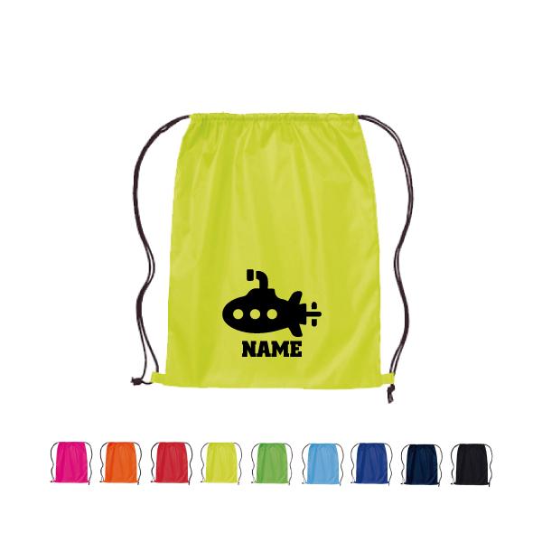 名入れランドリーバッグとは？ポリエステルのナップサック（リュックサック）。職業別のシルエットにお名前が入れられるので、部活のチーム名や学校名を入れたり、同好会などの名称を入れたりとさまざまな使い方が考えられ、とても人気の高い商品です。