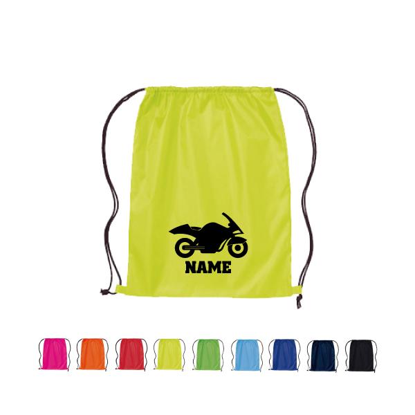 名入れランドリーバッグとは？ポリエステルのナップサック（リュックサック）。職業別のシルエットにお名前が入れられるので、部活のチーム名や学校名を入れたり、同好会などの名称を入れたりとさまざまな使い方が考えられ、とても人気の高い商品です。