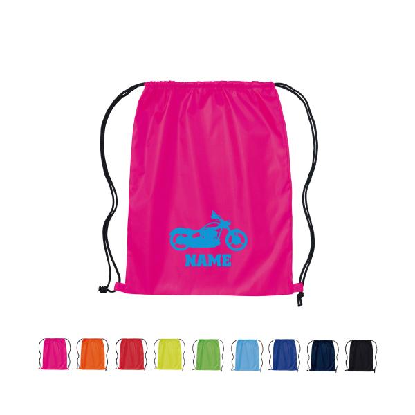 名入れランドリーバッグとは？ポリエステルのナップサック（リュックサック）。職業別のシルエットにお名前が入れられるので、部活のチーム名や学校名を入れたり、同好会などの名称を入れたりとさまざまな使い方が考えられ、とても人気の高い商品です。