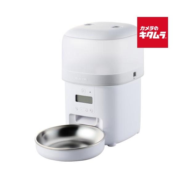 【発売日：2025年08月04日】[送料無料][elecom`ペット用品`自動給餌器`4L`1ボウル`タイマー機能付`録音機能付`丸洗い可能`ホワイト]