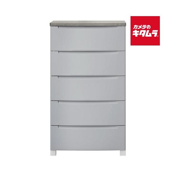 【発売日：2024年03月28日】[送料無料][IRISOHYAMA`箪笥`たんす`タンス`組立式`5段`アイリスオーヤマKDMG-565WTウッドトップノックダウンチェストライトグレー`]