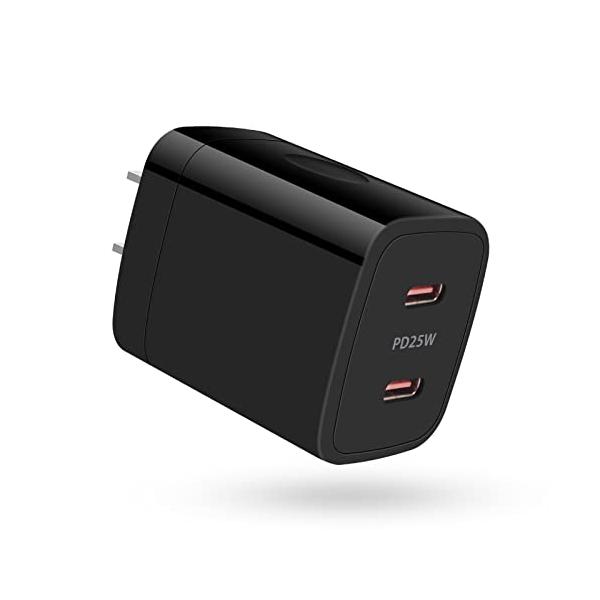 カラー：Black 25w・【25W USB-C 2ポート搭載】 Power Delivery対応のUSB C両ポートを搭載しています。各ポート単独で使用する場合、USB-Cは25Wを出力します。同時に充電する場合、合計25Wの電圧電流に対...