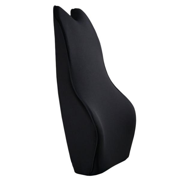 カラー：ブラックサイズ：縦50×横42×厚さ13cm【腰から背中を支える】人間工学に基づき、長時間のデスクワークやドライブなどに腰から背中をやさしく体を包み込むランバーサポートです。【安定した姿勢に】何もない状態で座っていると、背骨が曲がり...