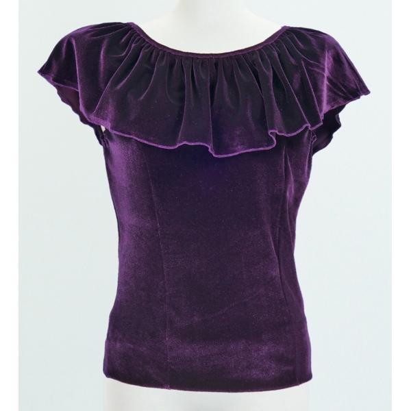 最高級の伸縮性ベルベットを使用したフラブラウス。同素材のスカートとコーディネートして上下セットとしてもご利用いただけます。サイズも2サイズあり群舞でも最適です。※モデル身長160cm(M(F)サイズ着用)Mサイズアームホール：40cm、脇〜...