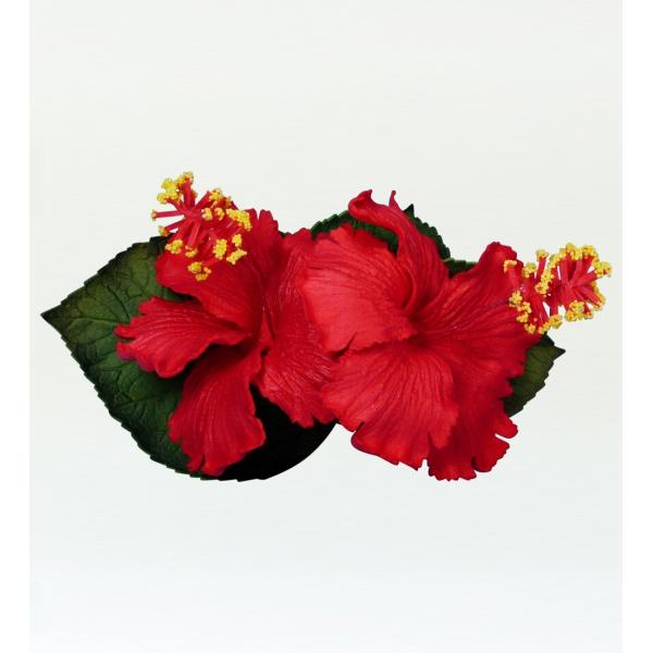 ハイビスカス 2連ヘアクリップは大きさも手頃で、髪に留めてご使用できます。ホイケにも練習のアクセントにも使用できます。 （小物・アクセサリー・グッズ等 2個以上のご注文の場合、梱包はまとめさせていただきます。）※手作りですので１つ１つ多少違...