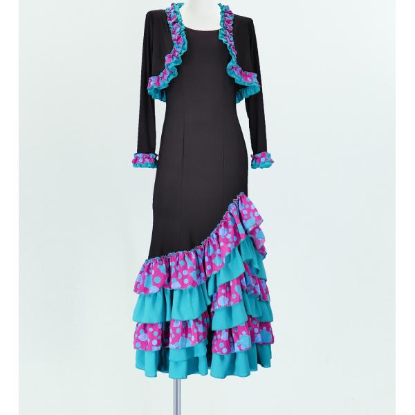 人気のフリルボレロとワンピースのセットアップです。ワンピースだけでも美しく着こなせますが、セットボレロを着ることで、お揃いのフリルが尚、上品で優雅な印象を与えます。どちらも伸縮性のある素材なので優美な女性のラインを魅せながらも、セットで着て...