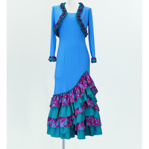 人気のフリルボレロとワンピースのセットアップです。ワンピースだけでも美しく着こなせますが、セットボレロを着ることで、お揃いのフリルが尚、上品で優雅な印象を与えます。どちらも伸縮性のある素材なので優美な女性のラインを魅せながらも、セットで着て...