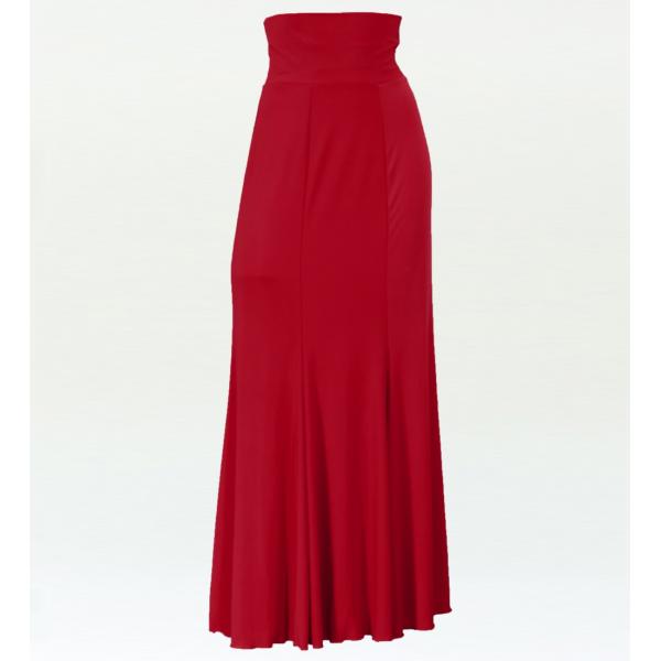 伸縮性があり美しいシルエットのセミマーメイドハイウエストファルダ。ウエスト部分は折り曲げる事でベルト風のデザインにもなります。ストレッチ素材を使用しているので踊りやすく、着心地が良いのが特徴です。レッスンスカートとして大活躍間違いなしの一枚...