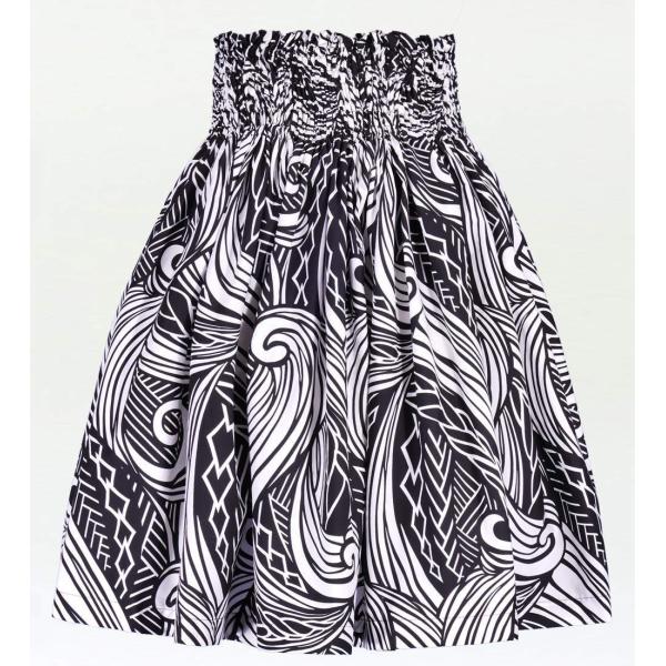 ハワイより直輸入のT/C ポリコットンハワイアンファブリックを高品質な自社工場で縫製。 美しいカヒコ柄の73cm丈パウスカートです。(柄の出方は異なる場合がございます。) スカート丈：73cm（ゴム入れ前75cm）適応ヌード寸法：ウエスト5...