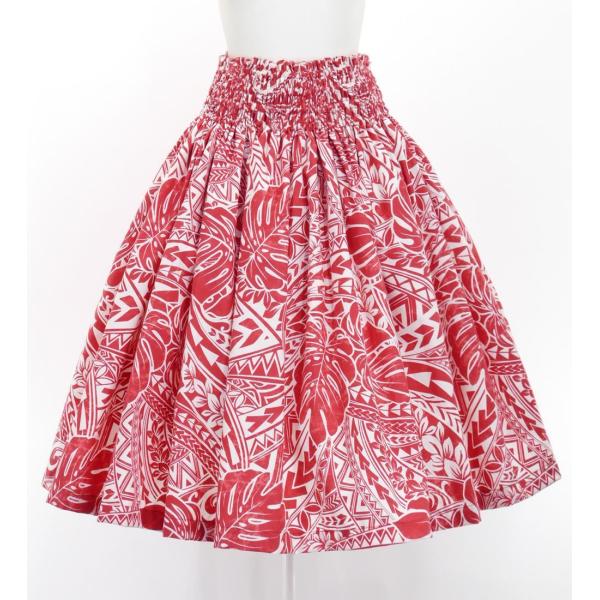 フラダンス パウスカート シングル78cm丈 カヒコ柄 レッド 2692ハワイより直輸入のT/C ポリコットンハワイアンファブリックを高品質な自社工場で縫製。身長の高めの方には78cm丈をご用意。(柄の出方は異なる場合がございます。)※マネ...