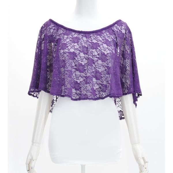 フラダンス衣装　二の腕、肩回りをカバーできる マルチケープドレスやトップスの上から着る、多機能なレースケープ。スタンダードにオンショルダーとして着用できるほか、オフショルダー、ワンショルダー、ベアトップとして着こなすことも可能です！ぐるりと...