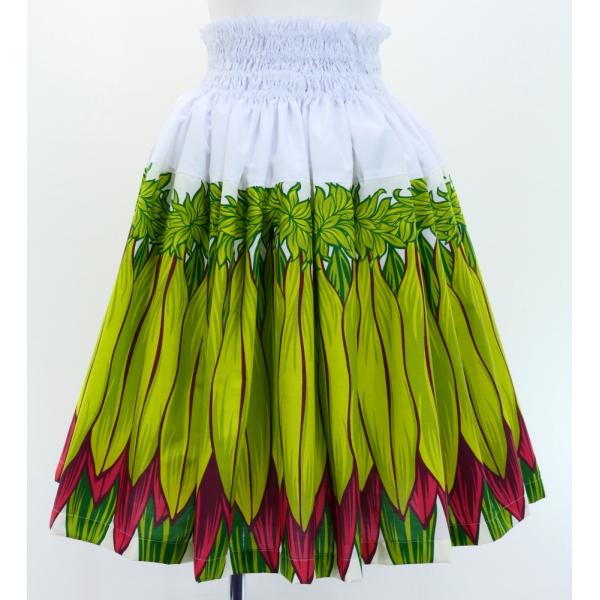 フラダンス パウスカート シングル73cm丈 バイカラー ホワイト 2850ハワイより直輸入のT/C ポリコットンハワイアンファブリックを自社工場で縫製。 73cm丈パウスカートです。優しい生地の素材感と共にお楽しみください。 (柄の出方は...