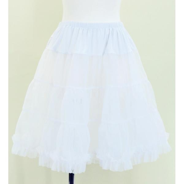 パウスカート等の下に着用しボリュームを出すペチコートです。履くだけで簡単にボリュームアップできます。生地はソフトタイプの2枚重ねですので、踊りで回転するときにスカートがしなやかに美しく広がるのが特徴です。スカート丈：54cm適応ヌード寸法：...