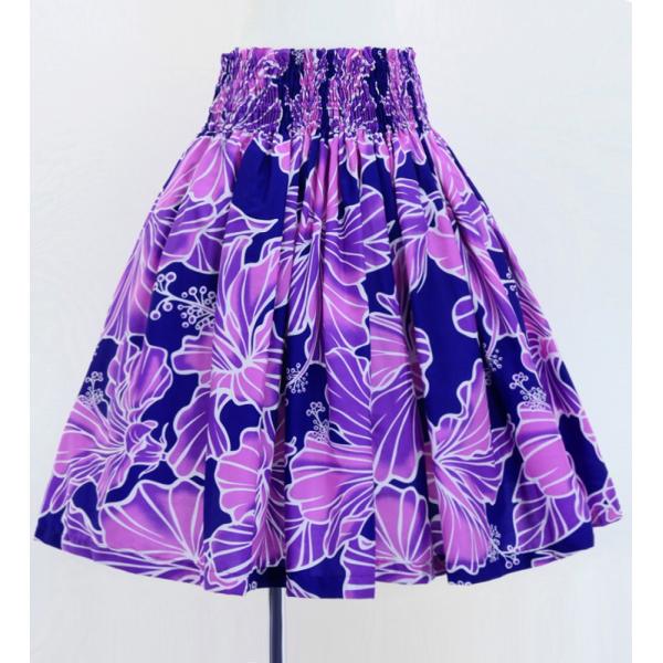 フラダンス パウスカート シングル78cm丈 パープル 2982ハワイより直輸入のT/C ポリコットンハワイアンファブリックを高品質な国内自社工場で縫製。身長の高めの方には78cm丈をご用意。(柄の出方は異なる場合がございます。)スカート丈...