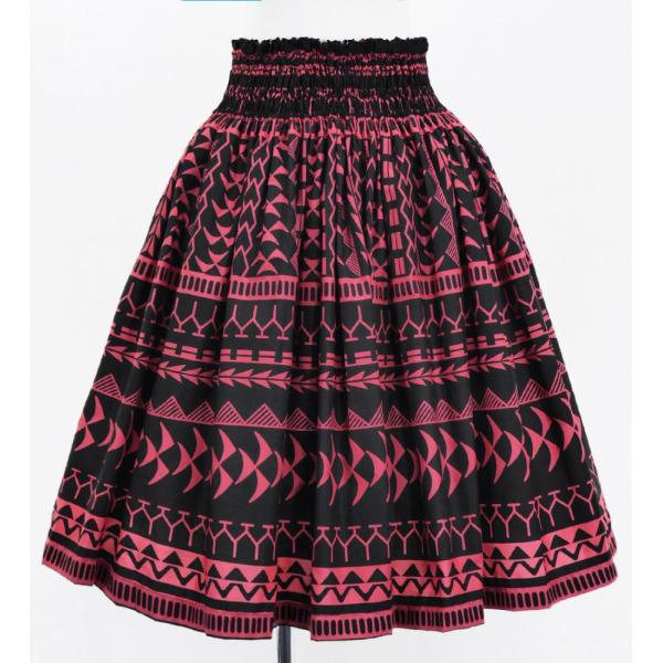 フラダンス パウスカート シングル73cm丈 ブラック 2322ハワイより直輸入のT/C ポリコットンハワイアンファブリックを高品質な自社工場で縫製。ティアレプリントの73cm丈パウスカートです。(柄の出方は異なる場合がございます。) スカ...