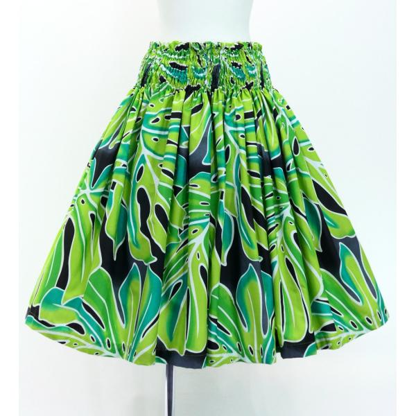 フラダンス パウスカート シングル73cm丈 ブラック 3103ハワイより直輸入のT/C ポリコットンハワイアンファブリックを高品質な自社工場で縫製。(柄の出方は異なる場合がございます。) スカート丈：73cm（ゴム入れ前75cm）適応ヌー...