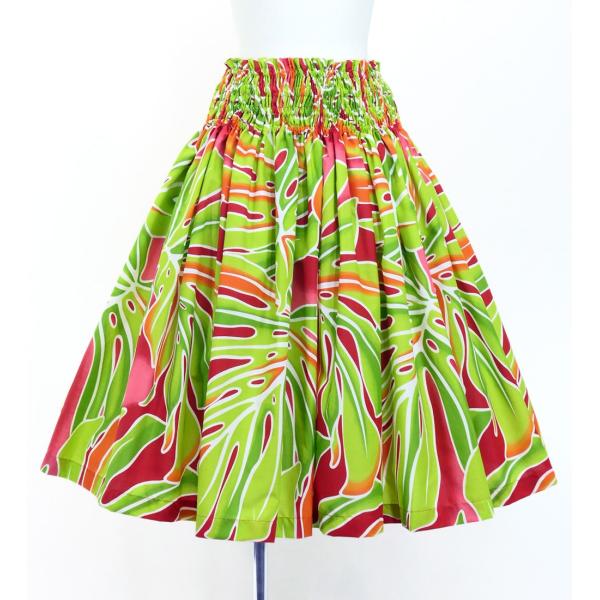 フラダンス パウスカート シングル73cm丈 レッド 3111ハワイより直輸入のT/C ポリコットンハワイアンファブリックを高品質な自社工場で縫製。(柄の出方は異なる場合がございます。) スカート丈：73cm（ゴム入れ前75cm）適応ヌード...