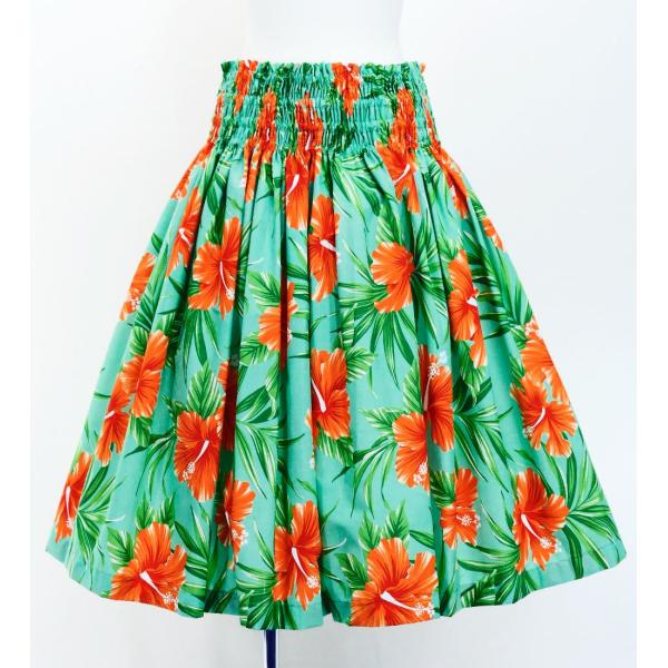 フラダンス パウスカート シングル73cm丈 ターコイズブルー 3127ハワイより直輸入のT/C ポリコットンハワイアンファブリックを高品質な自社工場で縫製。(柄の出方は異なる場合がございます。) スカート丈：73cm（ゴム入れ前75cm）...