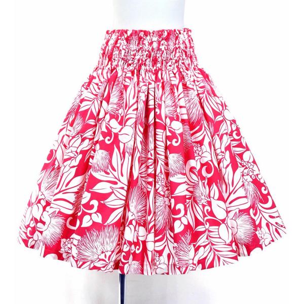 フラダンス パウスカート シングル78cm丈 ピンク 3140ハワイより直輸入のT/C ポリコットンハワイアンファブリックを高品質な国内自社工場で縫製。身長の高めの方には78cm丈をご用意。(柄の出方は異なる場合がございます。)スカート丈：...