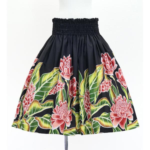 フラダンス パウスカート シングル73cm丈 ブラック 3237ハワイより直輸入のT/C ポリコットンハワイアンファブリックを高品質な自社工場で縫製。(柄の出方は異なる場合がございます。) スカート丈：73cm（ゴム入れ前75cm）適応ヌー...