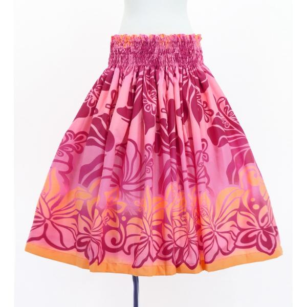 フラダンス パウスカート シングル73cm丈 ピンク 3243ハワイより直輸入のT/C ポリコットンハワイアンファブリックを高品質な自社工場で縫製。(柄の出方は異なる場合がございます。) スカート丈：73cm（ゴム入れ前75cm）適応ヌード...