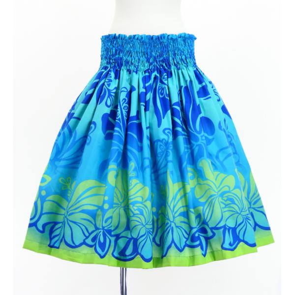 フラダンス パウスカート シングル78cm丈 ライトブルー 3246ハワイより直輸入のT/C ポリコットンハワイアンファブリックを高品質な国内自社工場で縫製。身長の高めの方には78cm丈をご用意。(柄の出方は異なる場合がございます。)スカー...
