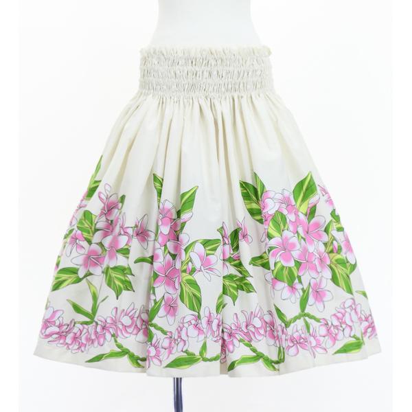フラダンス パウスカート シングル73cm丈 クリーム 3249ハワイより直輸入のT/C ポリコットンハワイアンファブリックを高品質な自社工場で縫製。(柄の出方は異なる場合がございます。) スカート丈：73cm（ゴム入れ前75cm）適応ヌー...
