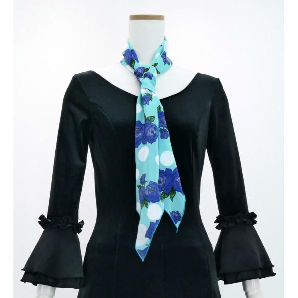 フラメンコ ボウタイ ローズ×水玉 ライトブルー B-12emikaオリジナルプリントのコシボ生地を使用したボウタイです。結ぶだけでガラッと雰囲気を変えてくれます。（柄の出方は異なる場合がございます。）※ドレスは別売りです。サイズ：144c...