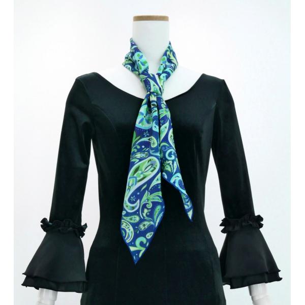 フラメンコ ボウタイ ペイズリー ブルー B-15emikaオリジナルプリントのコシボ生地を使用したボウタイです。結ぶだけでガラッと雰囲気を変えてくれます。（柄の出方は異なる場合がございます。）※ドレスは別売りです。サイズ：144cm（長さ...