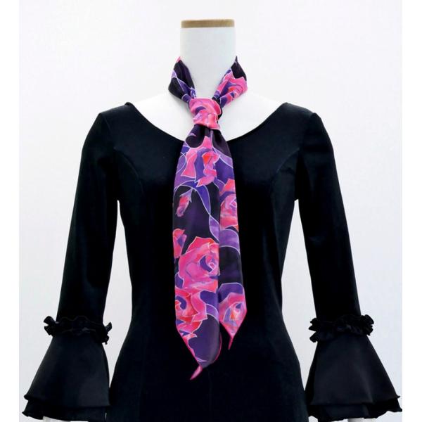 フラメンコ ボウタイ ローズ ピンク×パープル B-19emikaオリジナルプリントのコシボ生地を使用したボウタイです。結ぶだけでガラッと雰囲気を変えてくれます。（柄の出方は異なる場合がございます。）※ドレスは別売りです。サイズ：144cm...