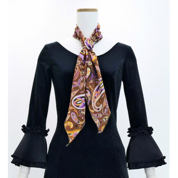 フラメンコ ボウタイ ペイズリー ブラウン B-21emikaオリジナルプリントのコシボ生地を使用したボウタイです。結ぶだけでガラッと雰囲気を変えてくれます。（柄の出方は異なる場合がございます。）※ドレスは別売りです。サイズ：144cm（長...