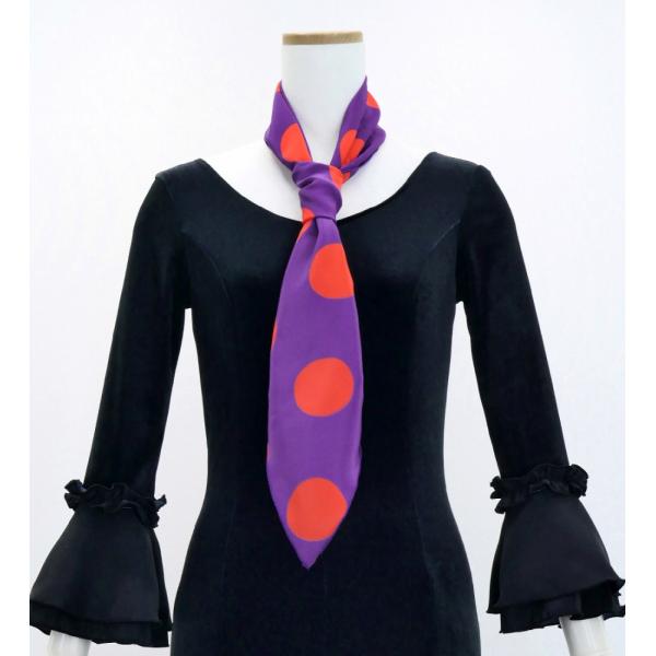フラメンコ ボウタイ 水玉 パープル×オレンジ B-5emikaオリジナルプリントのコシボ生地を使用したボウタイです。結ぶだけでガラッと雰囲気を変えてくれます。（柄の出方は異なる場合がございます。）※ドレスは別売りです。サイズ：144cm（...