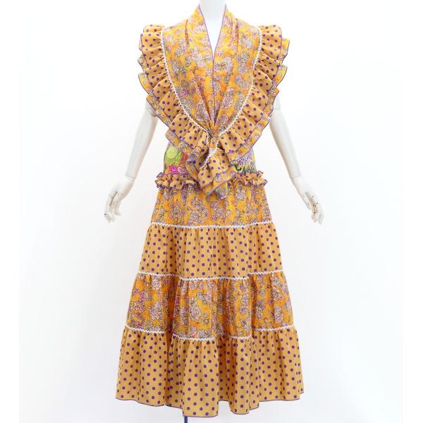 フラメンコ ピキージョ＆スカートセット ローズ×水玉 オレンジ FPS-6生地から縫製に至るまで、全ての工程を国内で行った日本製の商品。emikaオリジナルプリント生地を使用した２段のフリルが華やかなピキージョとティアードファルダのセットで...