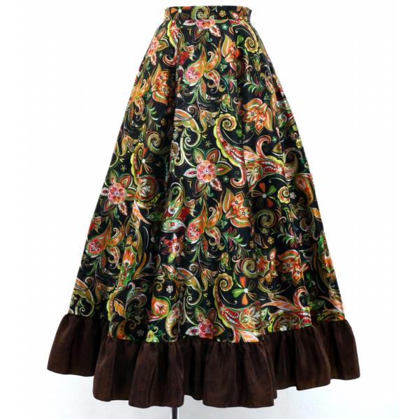 生地から縫製に至るまで、全ての工程を国内で行った純日本製の商品。emikaオリジナルプリントのつやのあるシャンタン生地を使用したフリルファルダです。ボランテはコシボ生地を使用しているため、軽やかに揺れ動き、華やかな印象を演出してくれます。レ...