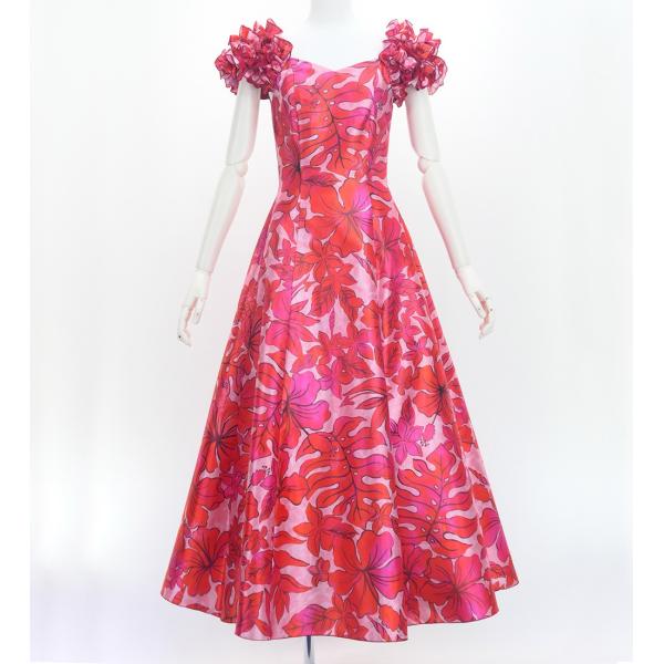 ハワイアンプリント シャンタン生地の日本製フラドレス J3176rd15営業日前後の発送となります。お急ぎの方はemika本店または姉妹店EGL TOKYOで「お急ぎ発送サービス」をご利用ください。★emikaオリジナルデザイン★生地から縫...