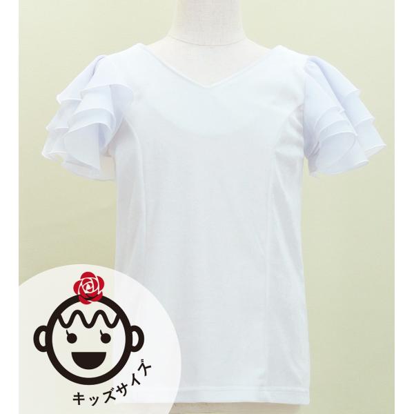 キッズ フラメンコ 選べる襟ぐり 3段フリルスリーブ ブラウス ホワイト 120・140サイズ Jp181wh＜アイテム説明＞★emikaオリジナルデザイン★伸縮性・高級感のあるストレッチベロア生地と、袖には軽やかなコシボ生地を使用した3段...