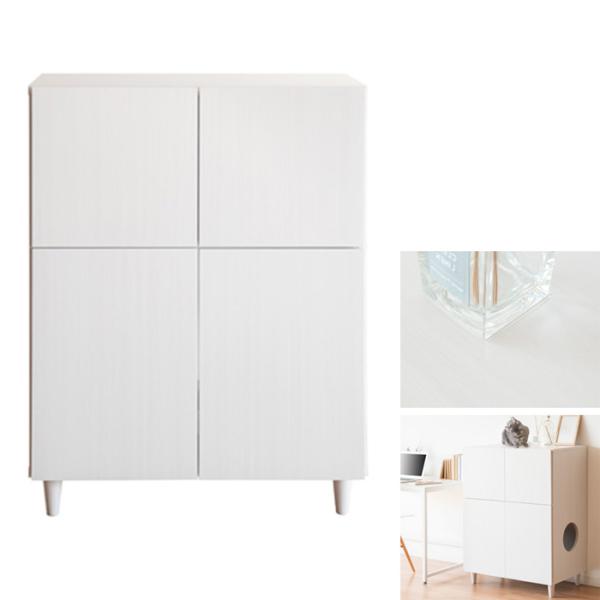 キャットトイレクローゼット Galetta ガレッタ CR-1011-WH ホワイト 組立式 宮武製作所 MIYATAKE 猫 木目 おしゃれ 収納棚 ペット用品 爆買