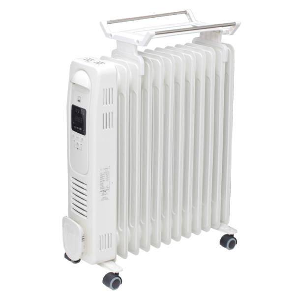 DBK オイルヒーター ハンガー付モデル DRC131 ホワイト オイルラジエターヒーター 暖房器具 キャスター 移動用ハンドル クリーン暖房 爆買