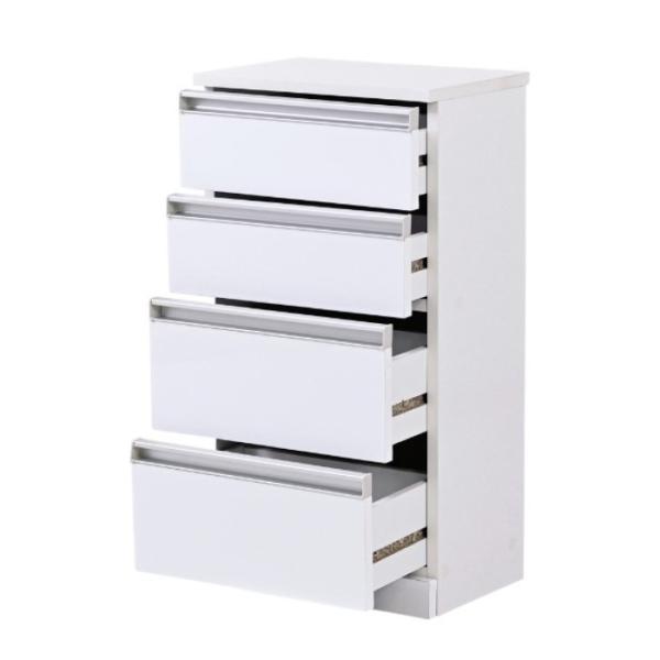 JKプラン 鏡面キッチン 4段チェスト リビングチェスト FKS-0002-WH ホワイト 白 キッチンチェスト カウンター下収納 コンパクト チェスト サイドチェスト 引き出し 収納 木製 スリム ホワイト 薄型 鏡面 爆買