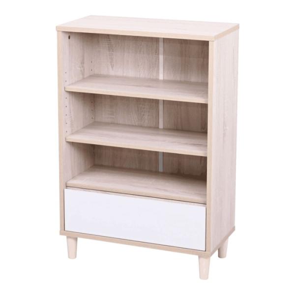 JKプラン 6デザインキャビネット オープンラック 木製 FSI-0001-NAWH ナチュラル×ホワイト ラック 本棚 リビングチェスト 北欧 サイドボード 小さめ スリムチェスト おしゃれ 脚付き チェスト キャビネット 木製 幅60 ...