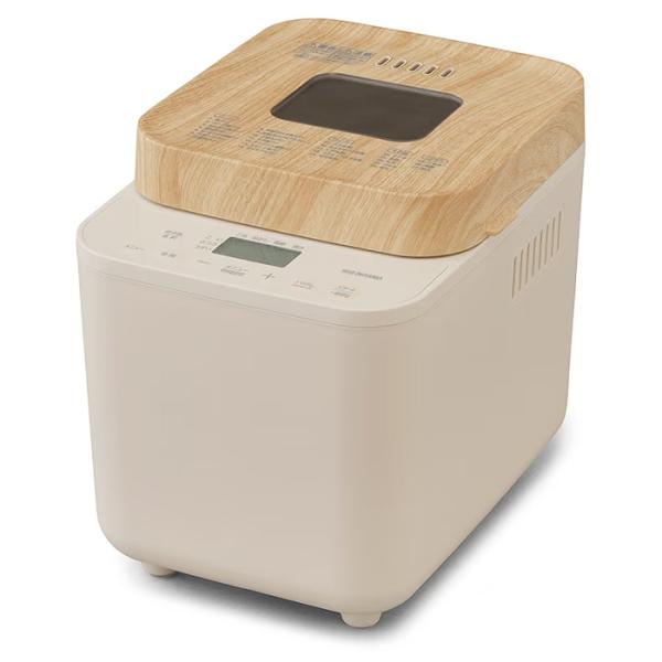 アイリスオーヤマ コンパクトホームベーカリー 0.5斤〜1斤用 こねる 発酵 焼き IBM-010-C サンドベージュ 木目調 オートメニュー搭載 選べる焼き色 レシピブック付き パン作り 家庭用ベーカリー 爆買