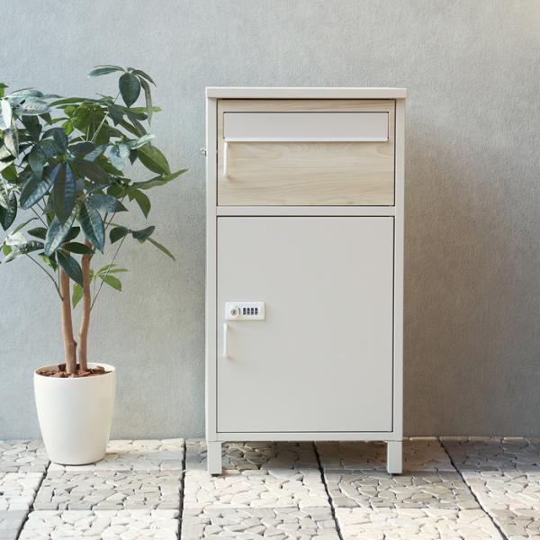 宅配ボックス付ポスト Bartolo バルトロ PBX-033 グレージュ/ホワイト木目 MOJYU 家庭用 個人用 一戸建て 一軒家 ポスト 郵便受け メールボックス 玄関 おしゃれ 爆買