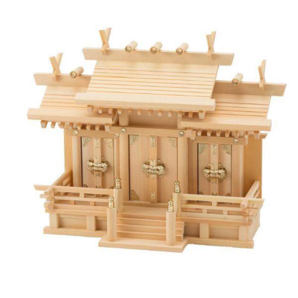 神棚の里 神棚 木曽ひのき 屋根違い三社 小 S-4993896101578 静岡木工 爆買