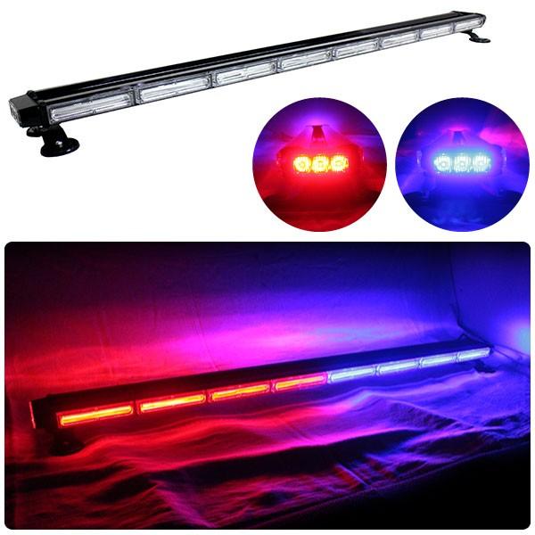 作業車・積載車などに使える【レッド + ブルー】！明るさに定評があるLED回転灯のバータイプに新型が登場です！新型はバーのサイドにもLEDを採用！　より周囲へ注意を喚起できます。