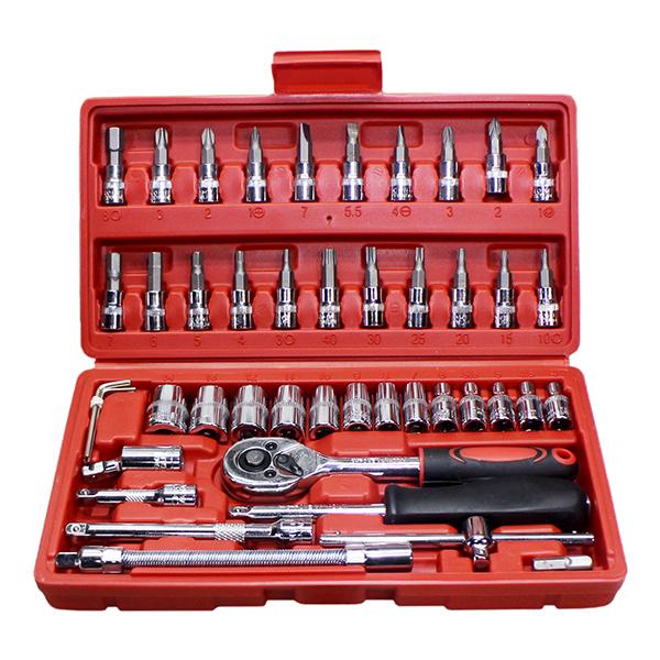 自動車・バイク・自転車・家具などに！豊富なセット内容が魅力の、ソケットレンチセット！1/4 ミニサイズラチェットは持ちやすく、使いやすさバッチリ！拡張パーツも豊富で、さまざまなシーンで活躍します！保管も安心の専用ケース付き。小さいので、場所...
