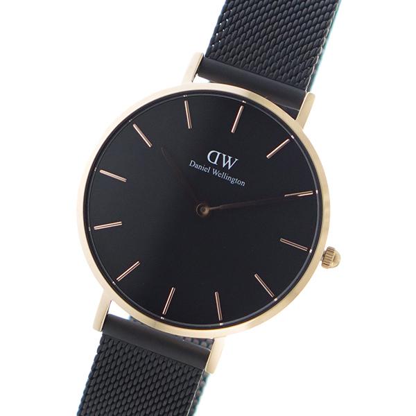 Daniel Wellington 腕時計 ペティート アシュフィールド クオーツ レディース ウォッチ ブラック（ケース：ピンクゴールド）
