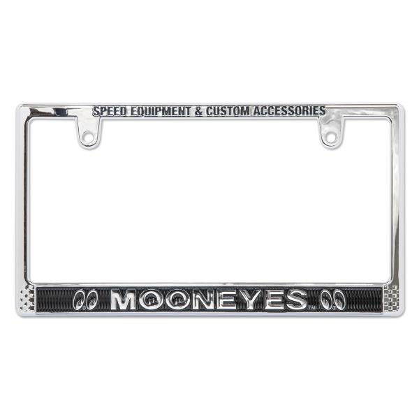Raised MOON MOONEYES Logo Chrome License Plate Frameレイズド ムーン イクイップド ロゴ クローム ライセンス プレート フレームこちらのアイテムは、一枚の価格です。前後で装着する場合は、...
