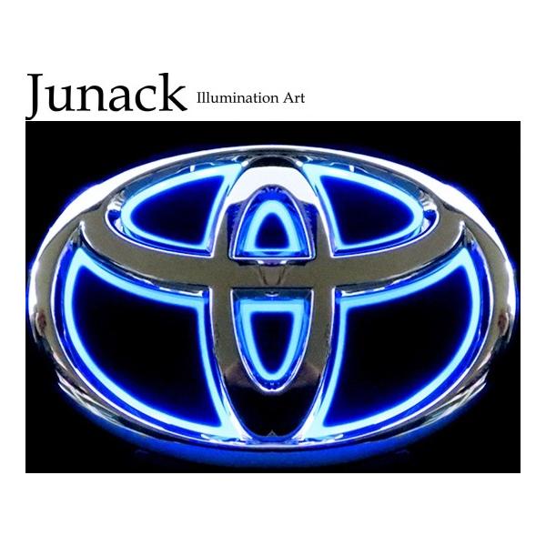【商品内容】80系 90系 ヴォクシー (2014.01-) Junack フロント LEDトランスエンブレム スリムライン (ブルー) 青 ジュナック 社外 パーツ 部品 外装 カスタム ドレスアップ エクステリア トヨタマーク 発光 光...