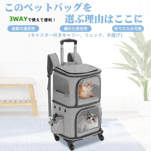 【デュアルコンパートメント構造】 2つの小型ペットを収容するための2つの別々のジッパー付きコンパートメントが特徴です。仕切りを取り外して2つのコンパートメントを1つに変えることができ、1つの小〜中型ペットを収容するのに適しています。複数の小...